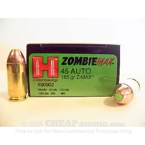 Hornady - 200 Rounds - 185 Grain Z-MAX - 45 ACP