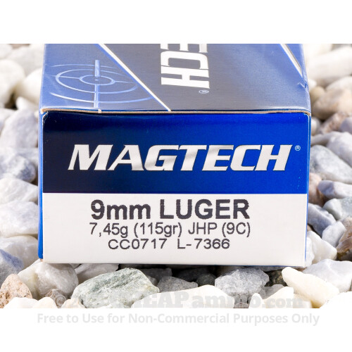 9mm Ammo - Magtech 115 Grain Jacketed Hollow Point - 1000 Rounds