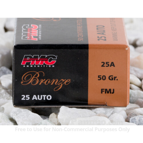 25 Auto Ammo - PMC 50 Grain Full Metal Jacket - 50 Rounds