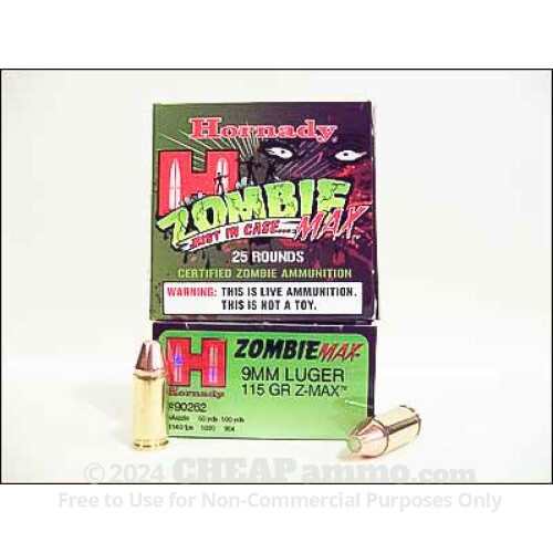 Hornady - 25 Rounds - 115 Grain Z-MAX - 9mm Luger