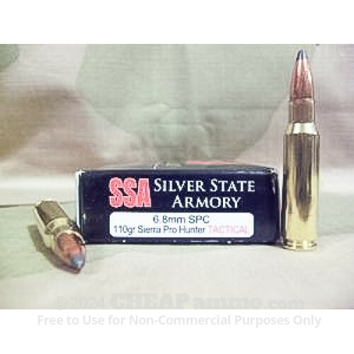 6.8 SPC Ammo - Silver State Armory 110 Grain Soft Point - 200 Rounds