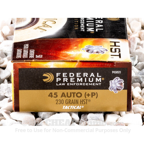45 ACP +P Ammo - Federal 230 Grain HST Jacketed Hollow Point - 50 Rounds
