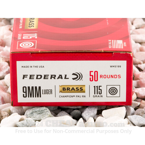 9mm Ammo - Federal 115 Grain Full Metal Jacket - 1000 Rounds