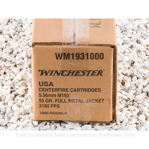 5.56x45 Ammo - Winchester 55 Grain Full Metal Jacket - 1000 Rounds